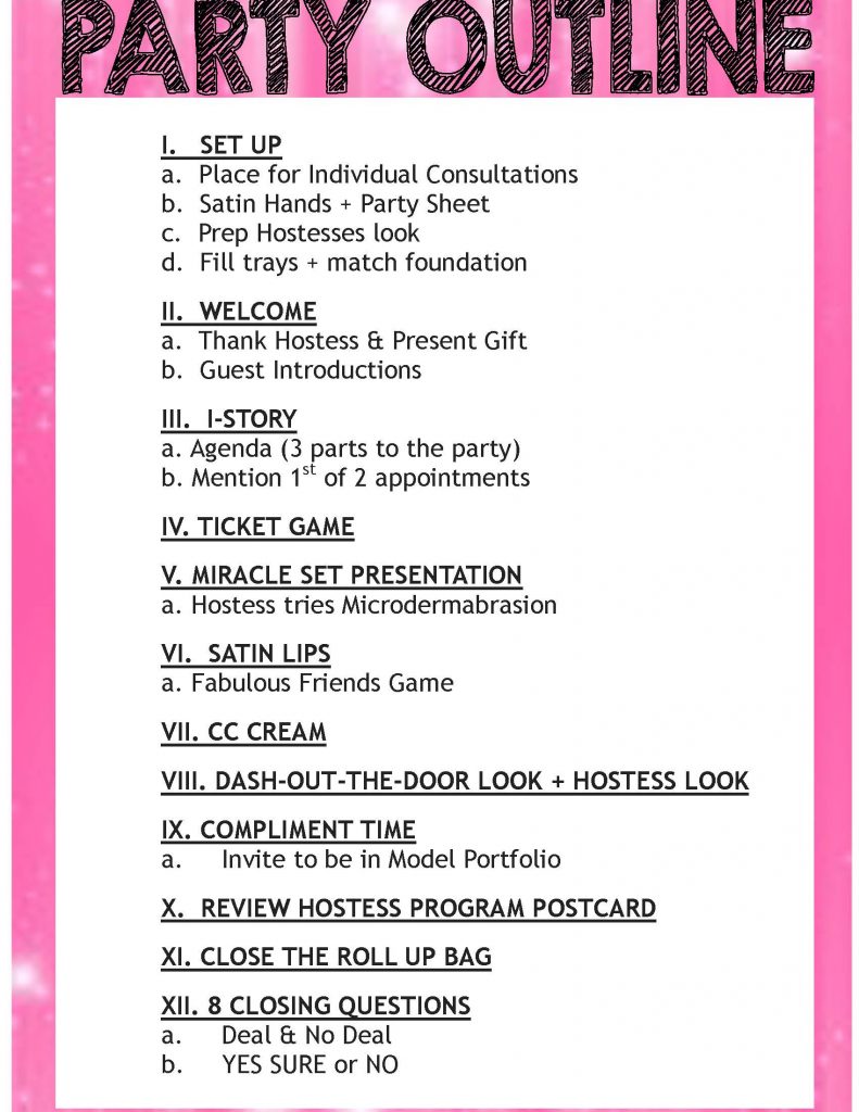 party outline – Leah Lauchlan